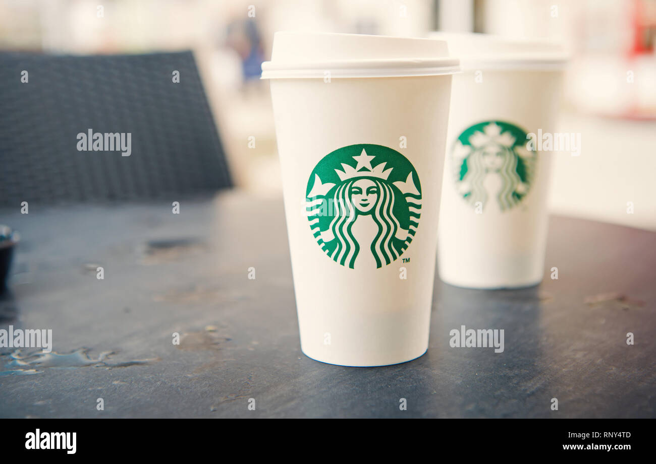 Hamburg, Germany-May 31.2017: A tall Starbucks coffee in starbucks ...