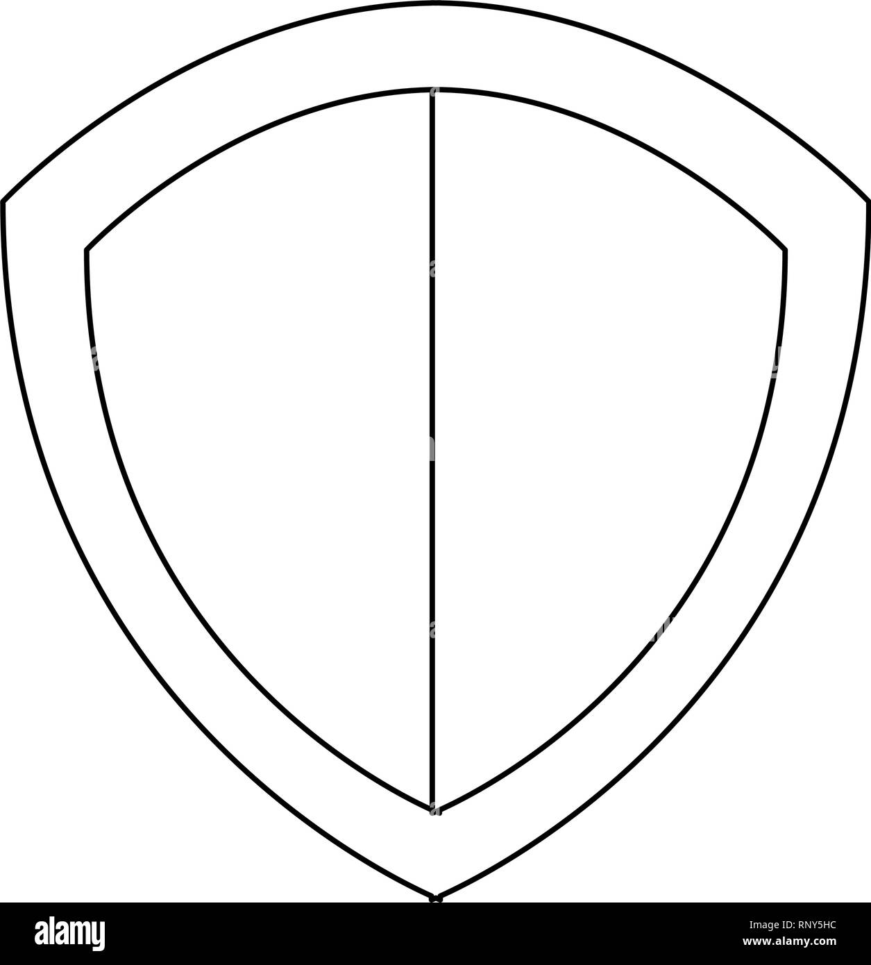 shield protection outline on white background vector illustration Stock ...