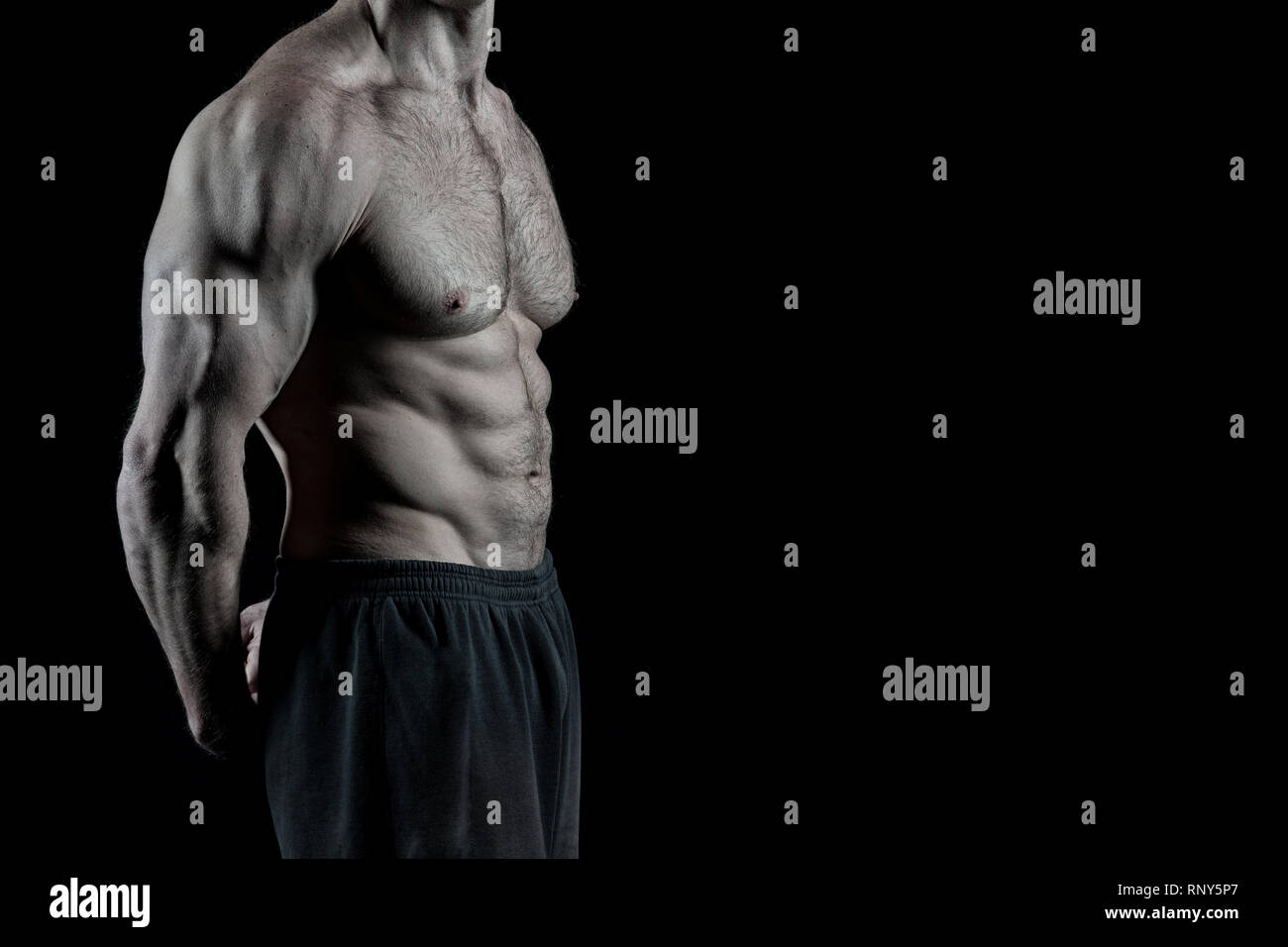 Coach sportsman with bare chest. Man with muscular body and torso ...