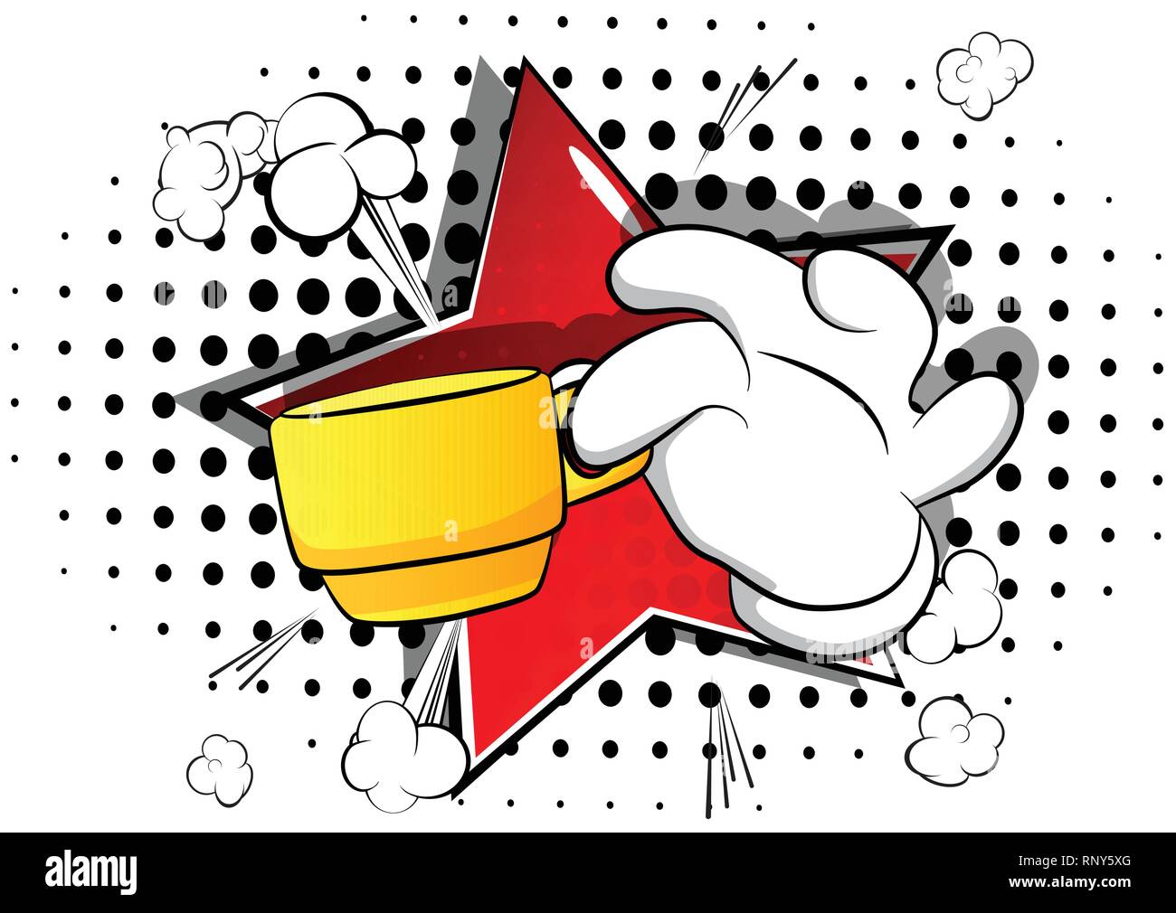 Vector cartoon hand holding a cup of coffee. Illustrated hand gesture ...