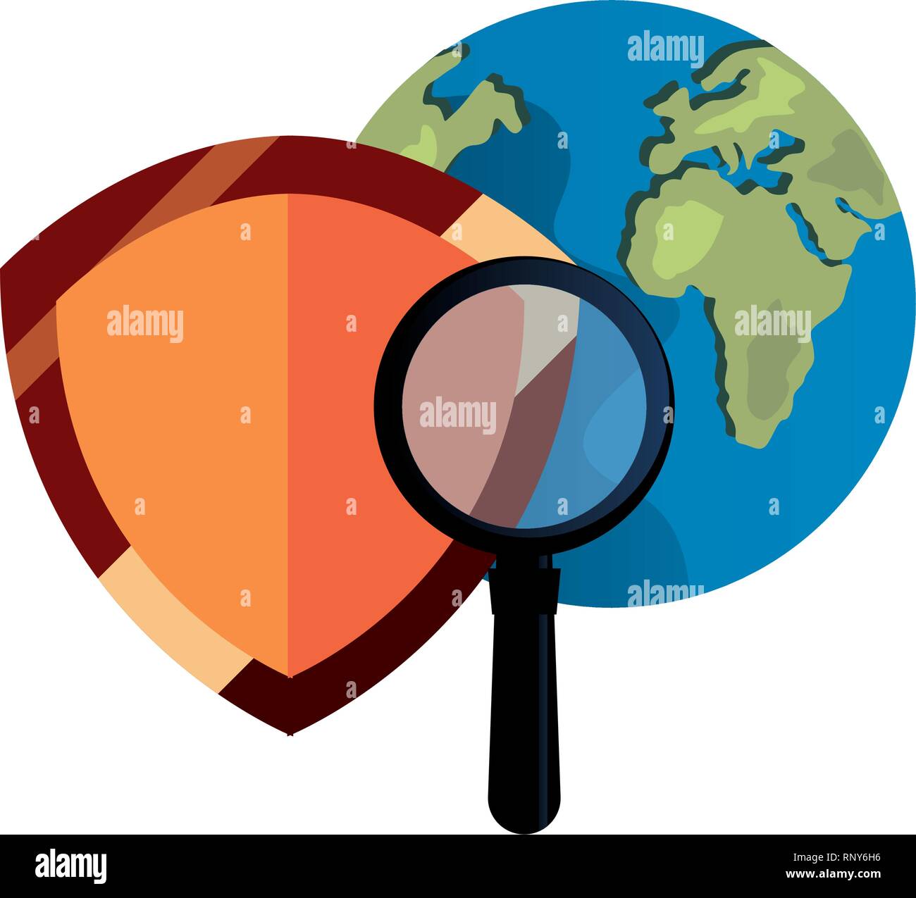 world shield protection magnifying glass copyright protection vector ...
