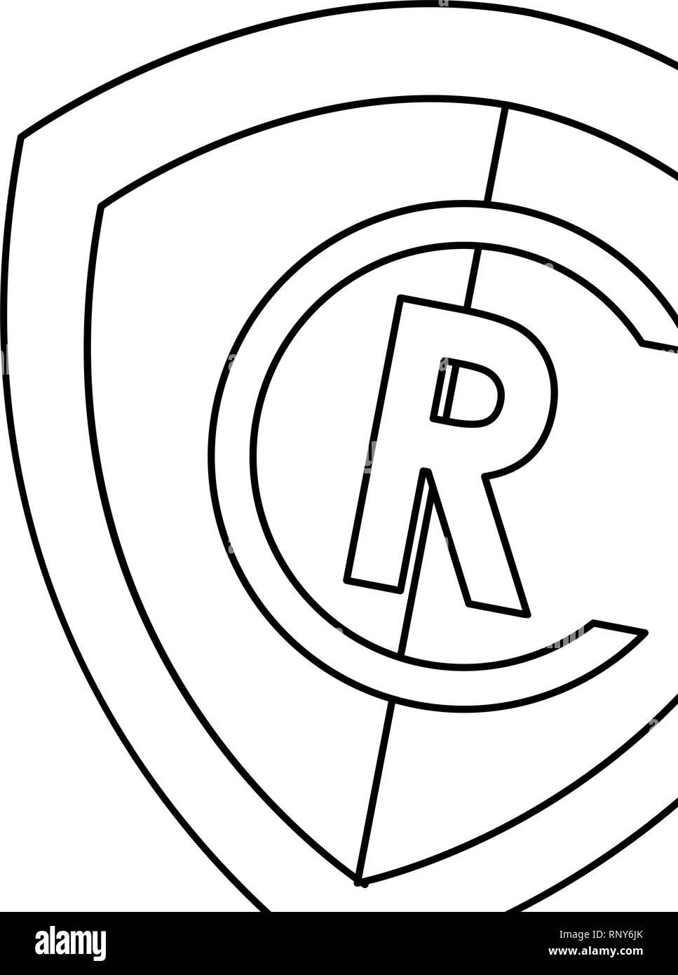 shield symbol registered copyright protection of intellectual vector ...