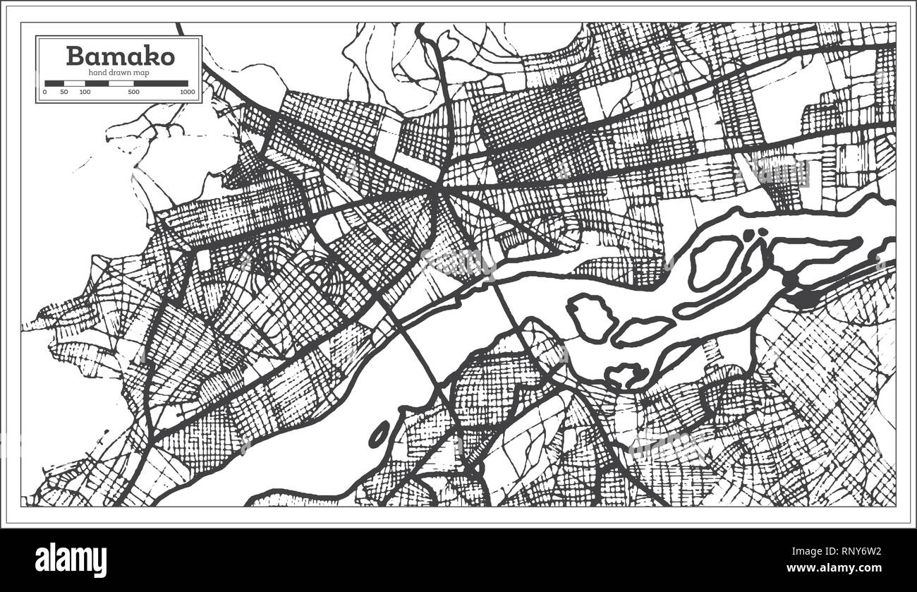 Bamako Mali City Map in Retro Style. Outline Map. Vector Illustration ...