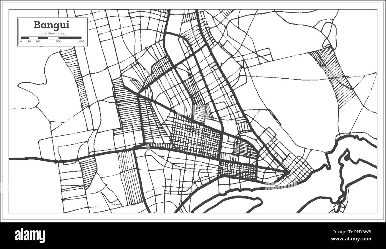 Bangui Central African Republic City Map in Retro Style. Outline Map ...