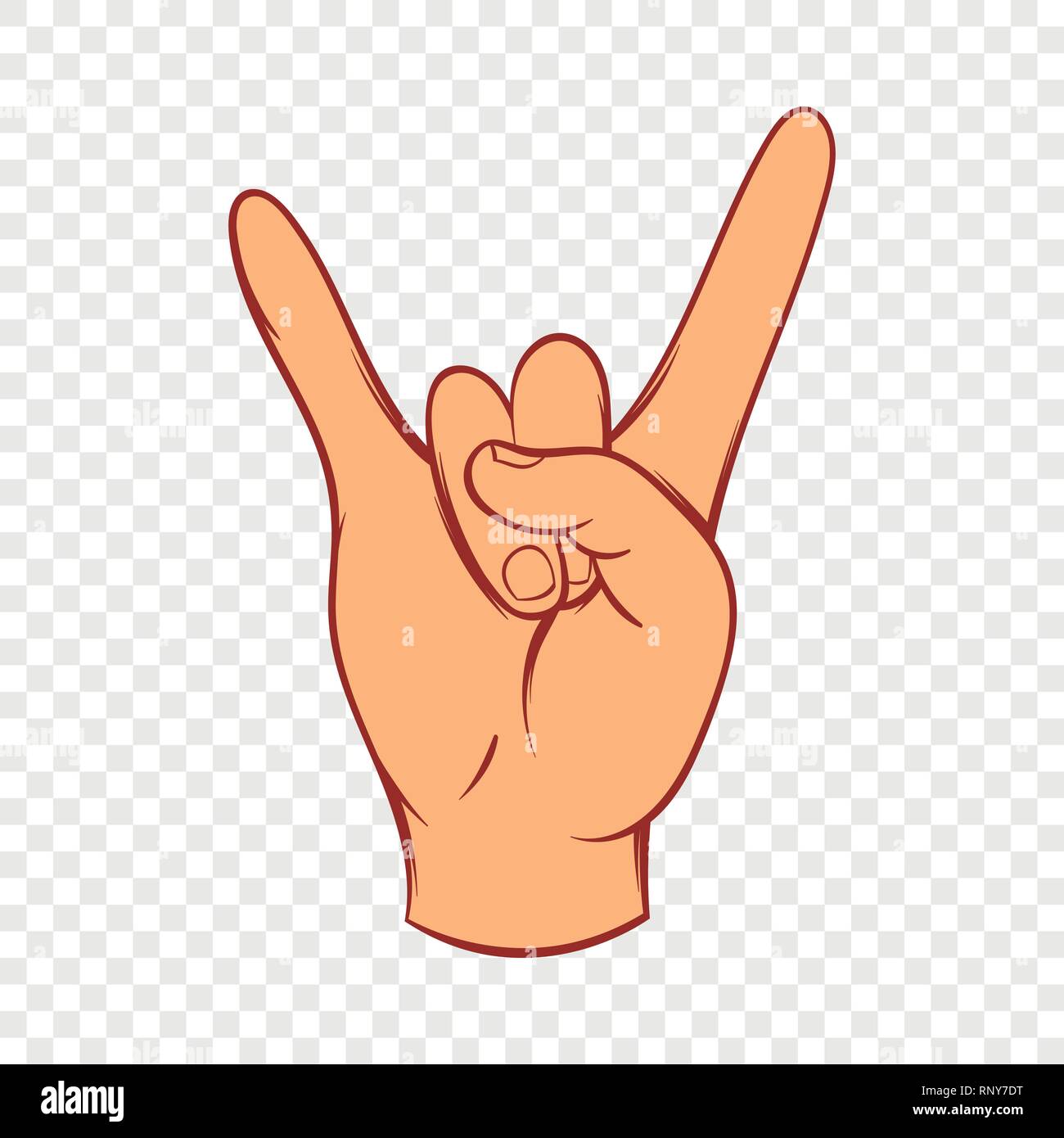 Rock and Roll hand sign icon, cartoon style Stock Vector Image & Art ...
