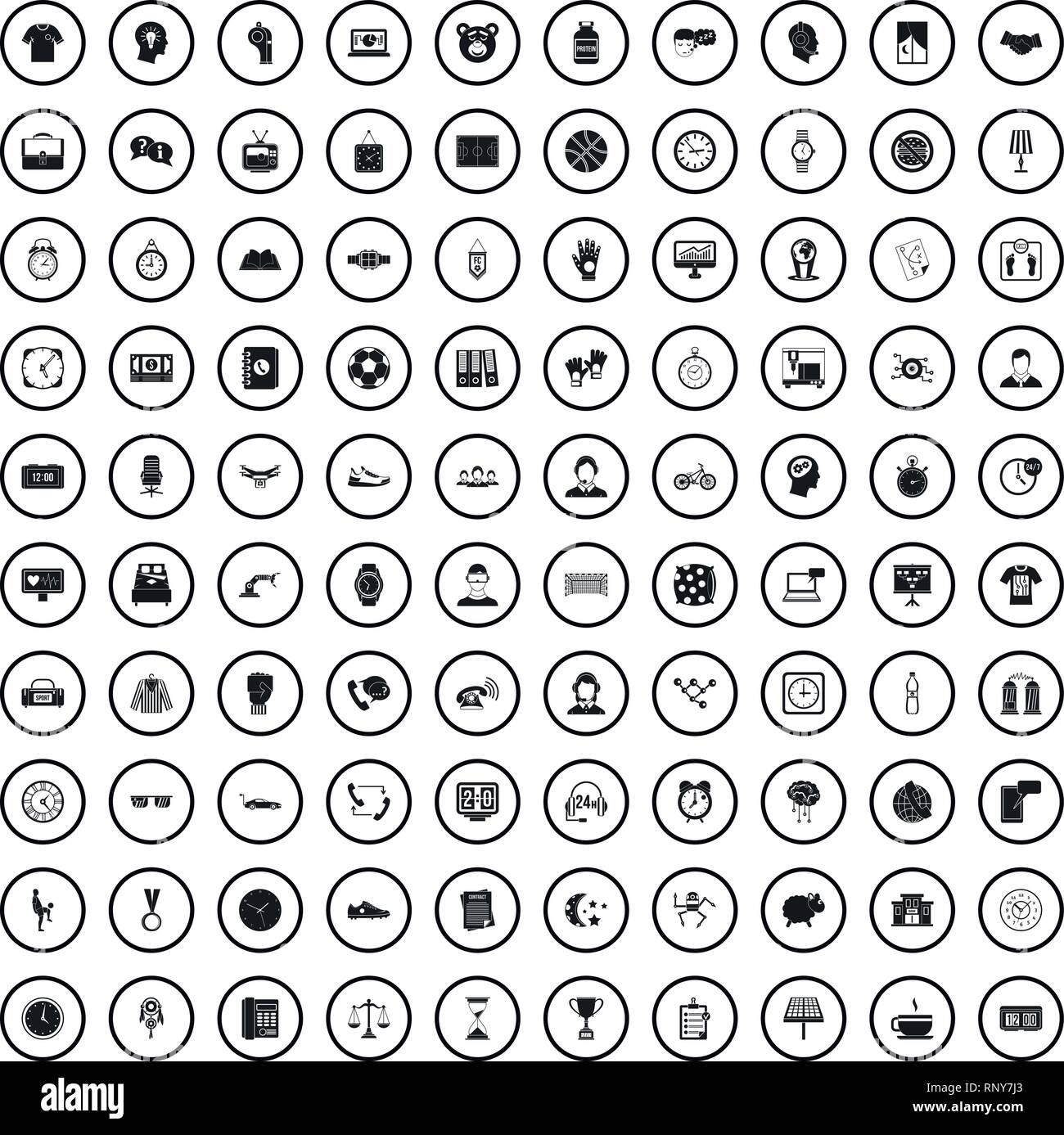 100 clock icons set, simple style Stock Vector Image & Art - Alamy