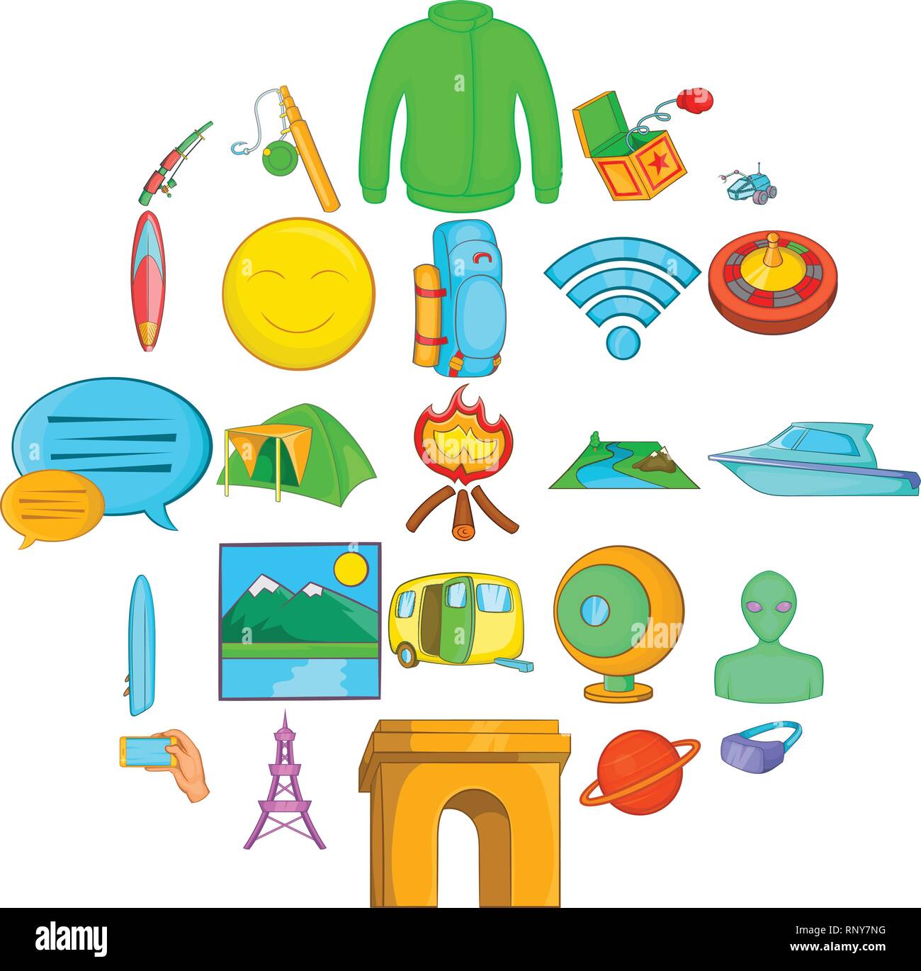 Adventure icons set, cartoon style Stock Vector Image & Art - Alamy