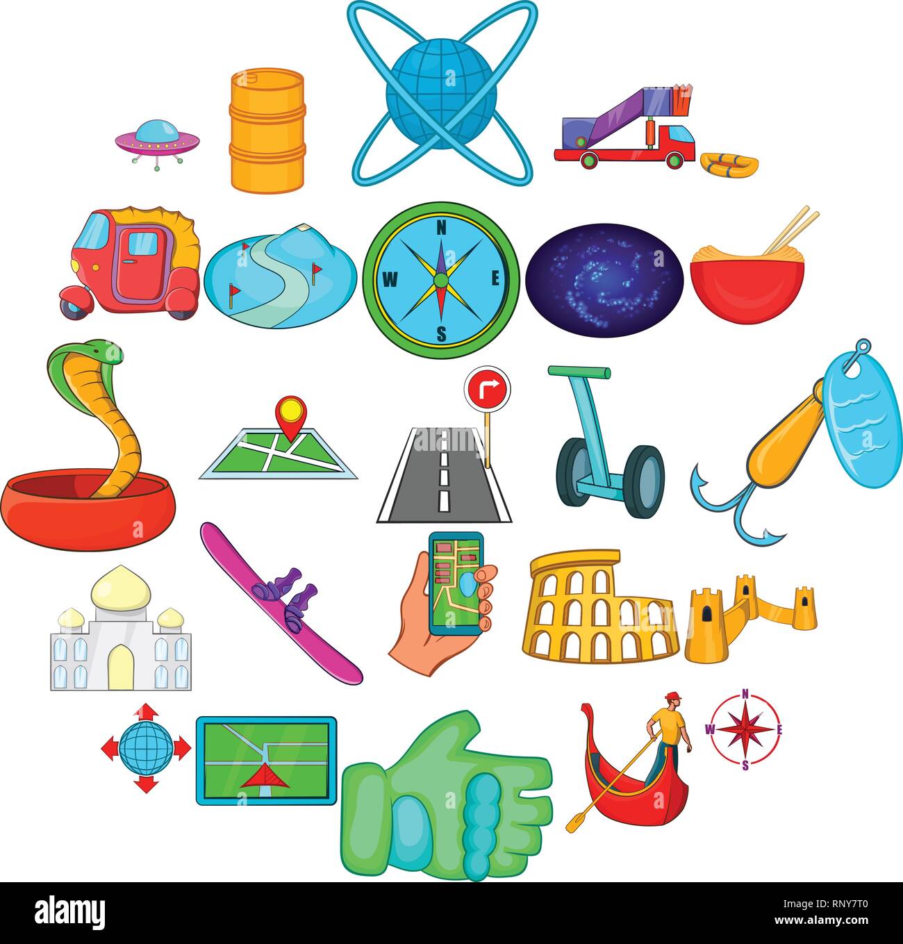 Adventure style icons set, cartoon style Stock Vector Image & Art - Alamy