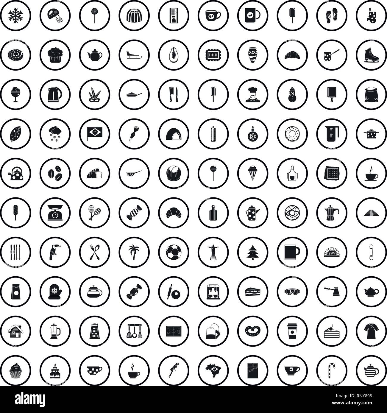 100 coffee icons set, simple style Stock Vector Image & Art - Alamy