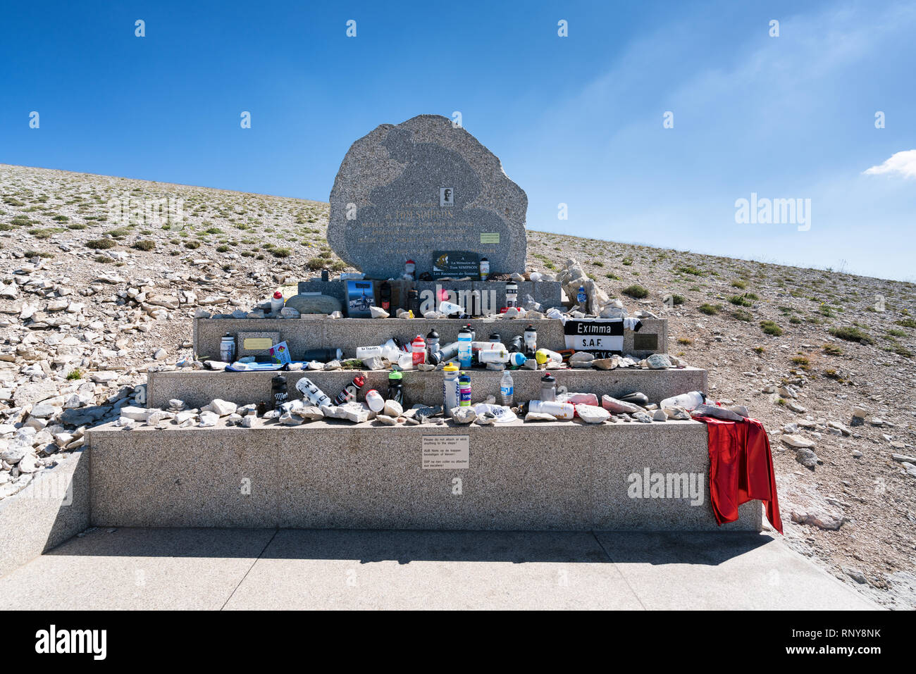 Memorial for Tom Simpson at Mont Ventoux, France Stock Photo - Alamy