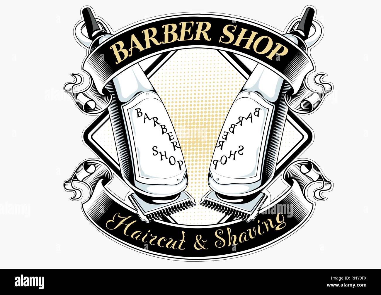 Barbershop saloon haircut vintage logo classic retro logo vector Stock ...