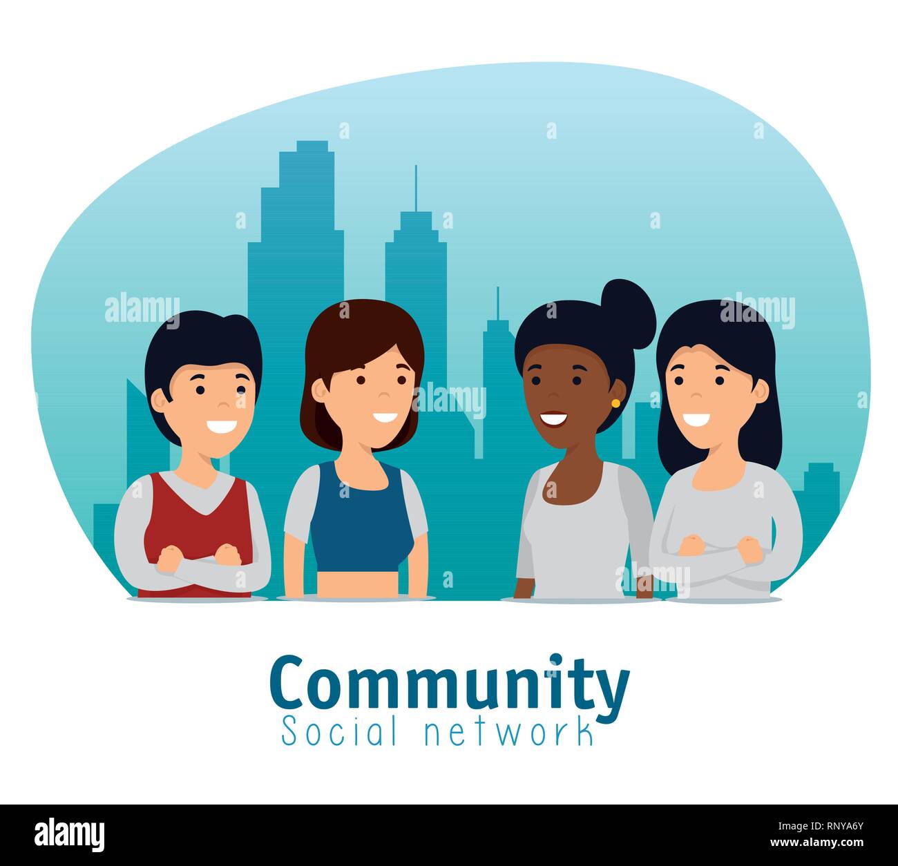 friends social community with message cooperation vector illustration ...