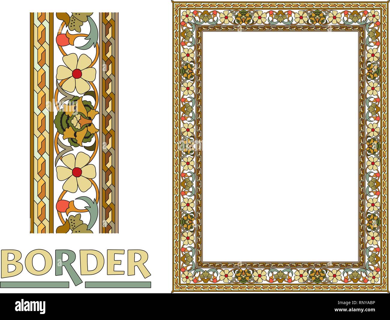 Old World Borders Vector - Tiled frame in plant leaves and flowers ...