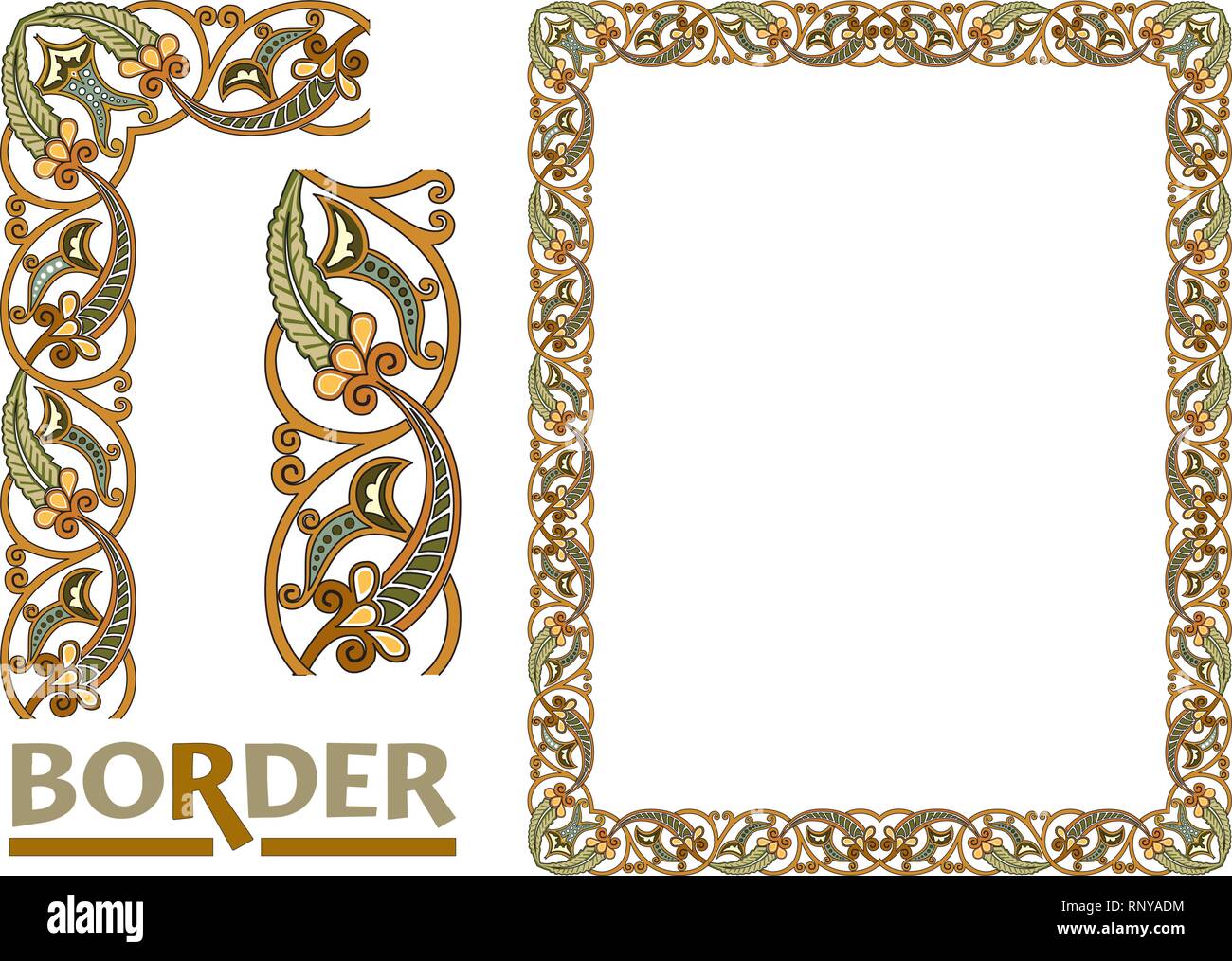 Old World Borders Vector - Tiled frame in plant leaves and flowers ...