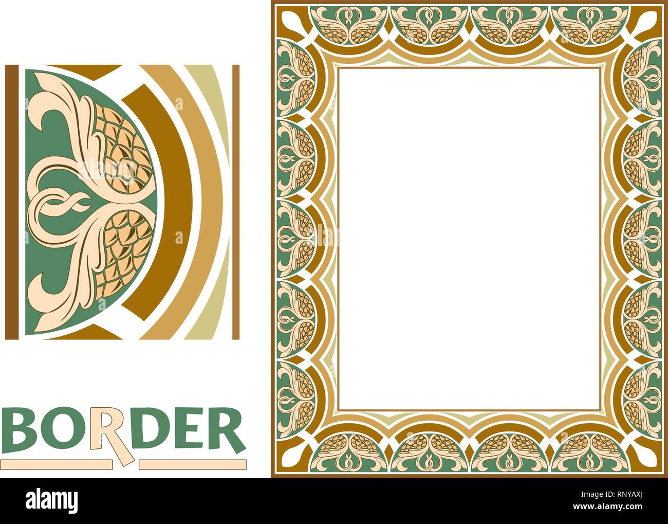 Old World Borders Vector - Tiled frame in plant leaves and flowers ...