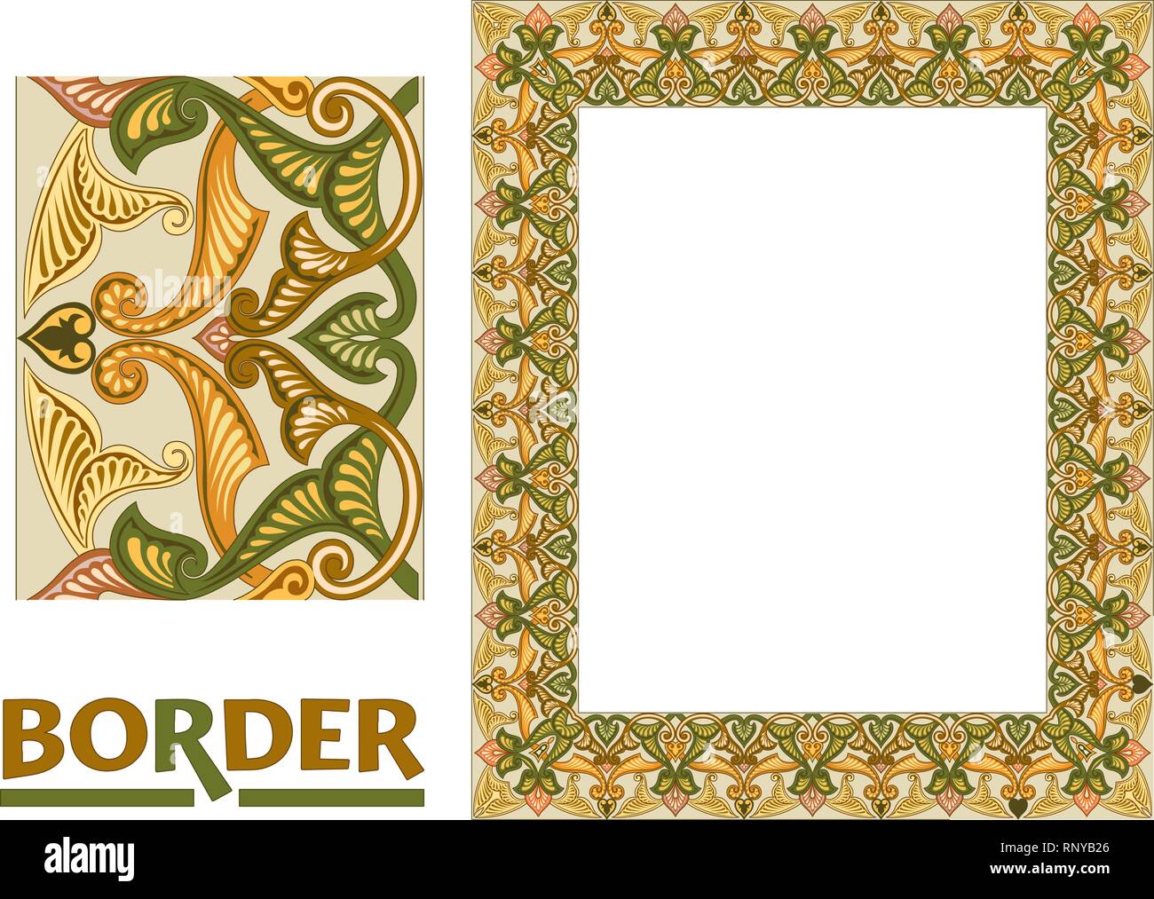 Old World Borders Vector - Tiled frame in plant leaves and flowers ...