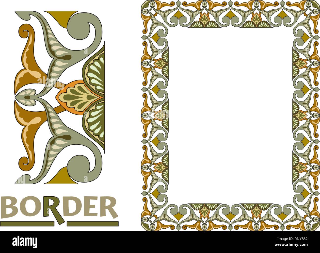 Old World Borders Vector - Tiled frame in plant leaves and flowers ...