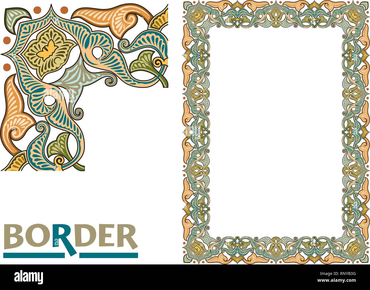 Old World Borders Vector - Tiled frame in plant leaves and flowers ...