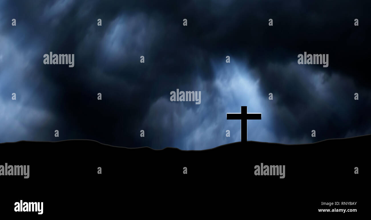 Rain clouds on Christian crosses graves Stock Photo - Alamy