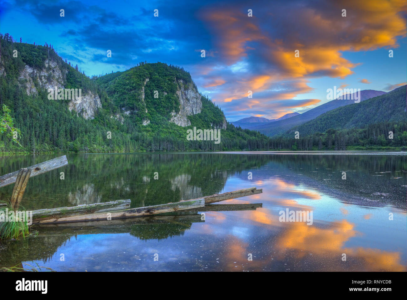 Town Pond Sunset, Chitina, Alaska, USA Stock Photo - Alamy