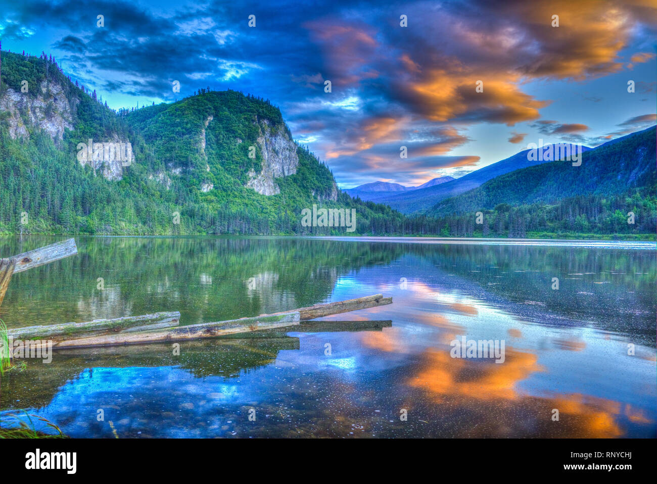 Town Pond Sunset, Chitina, Alaska, USA Stock Photo - Alamy