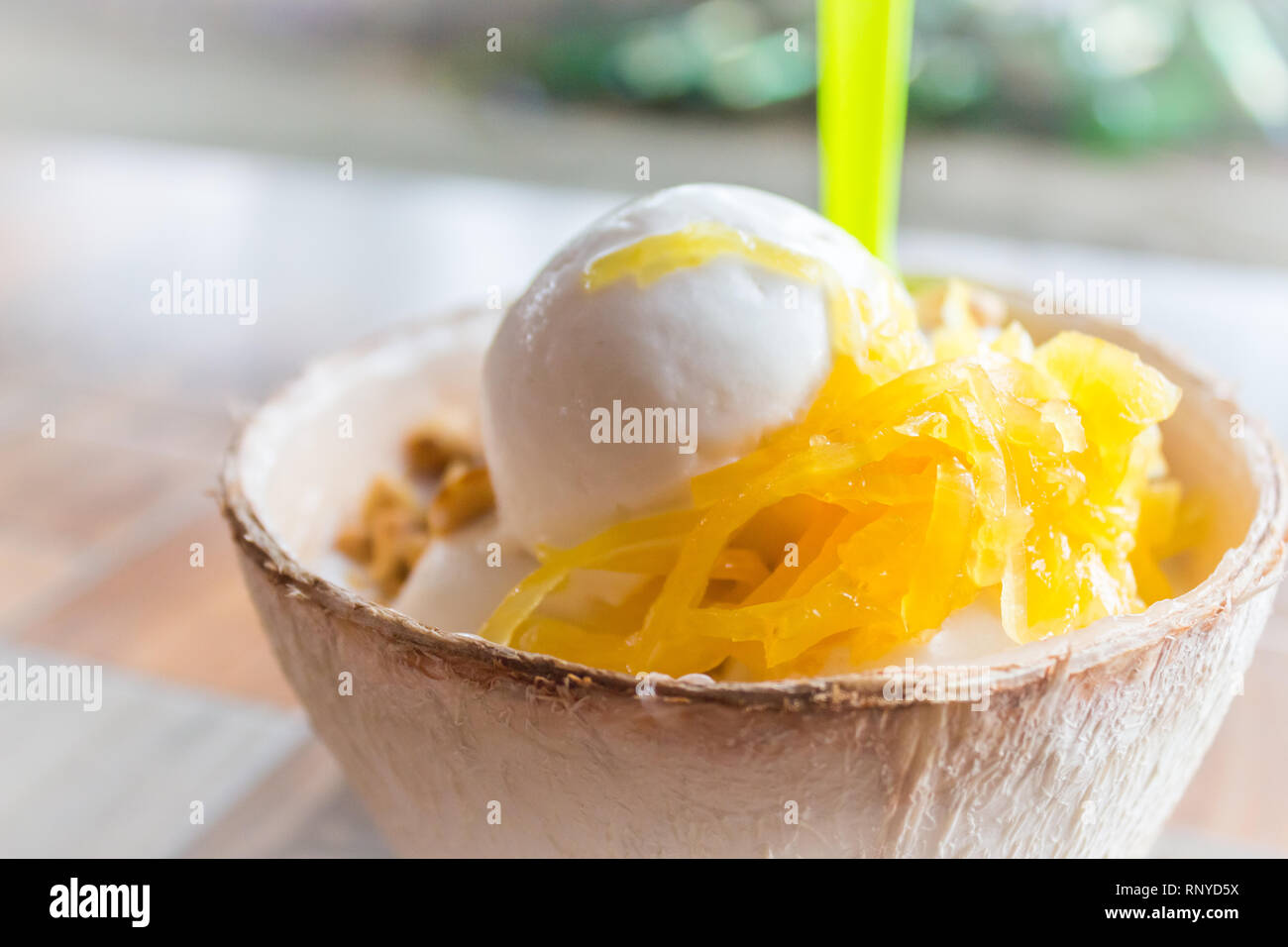 Ice cream in a coconut Stock Photo - Alamy