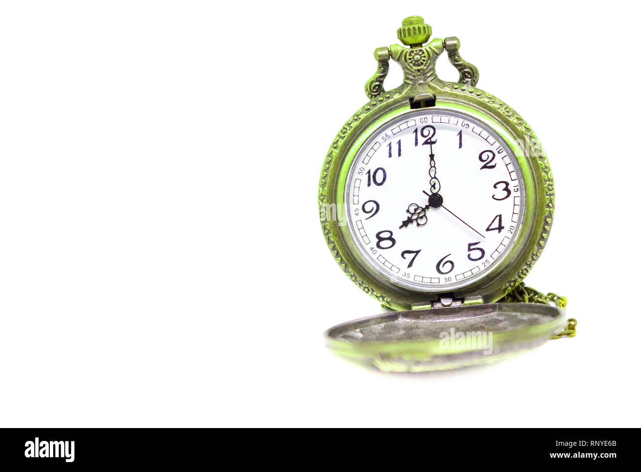 golden retro stopwatch isolated on white background Stock Photo - Alamy