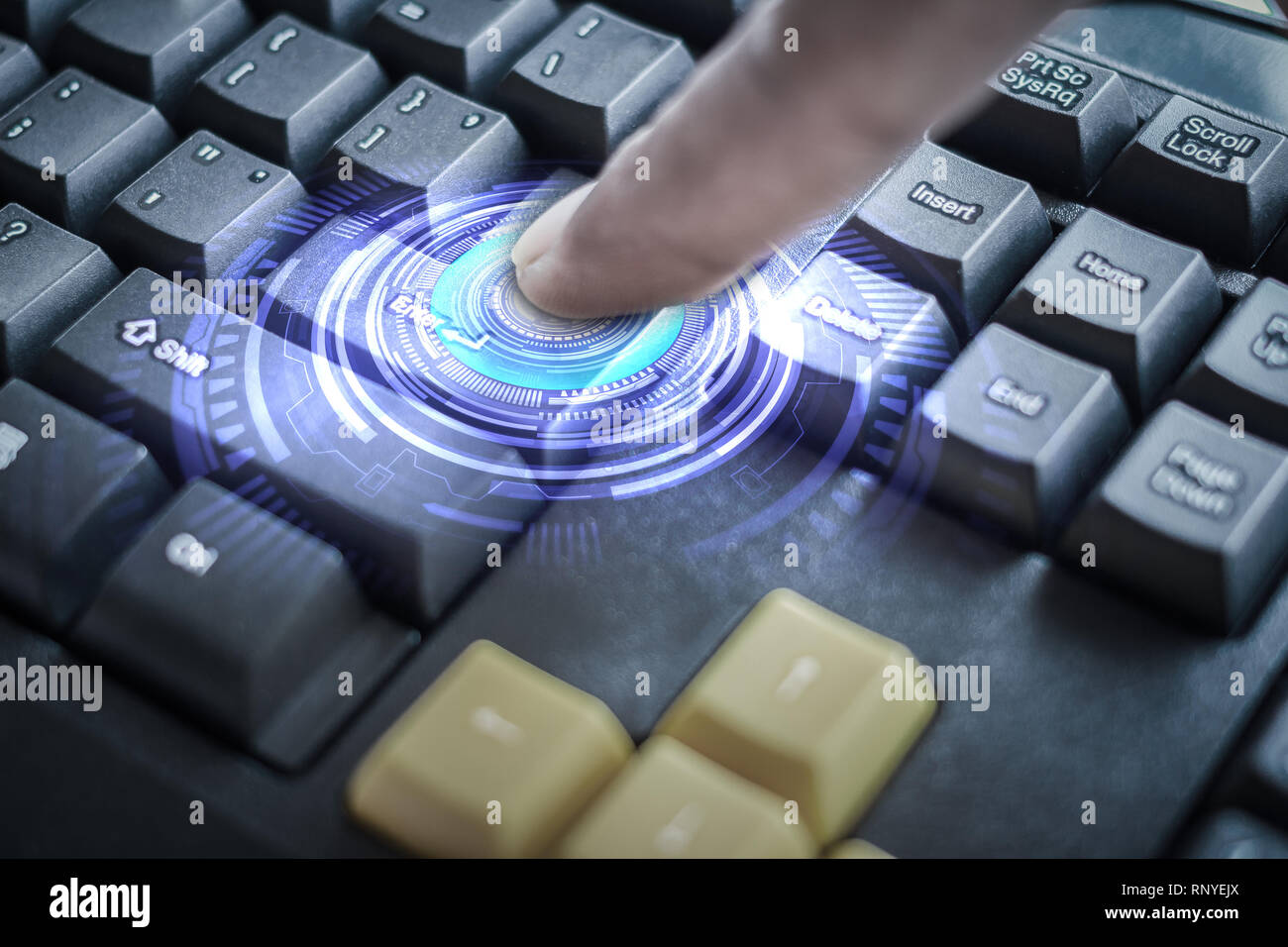 Press the Enter key on your keyboard technology Stock Photo - Alamy