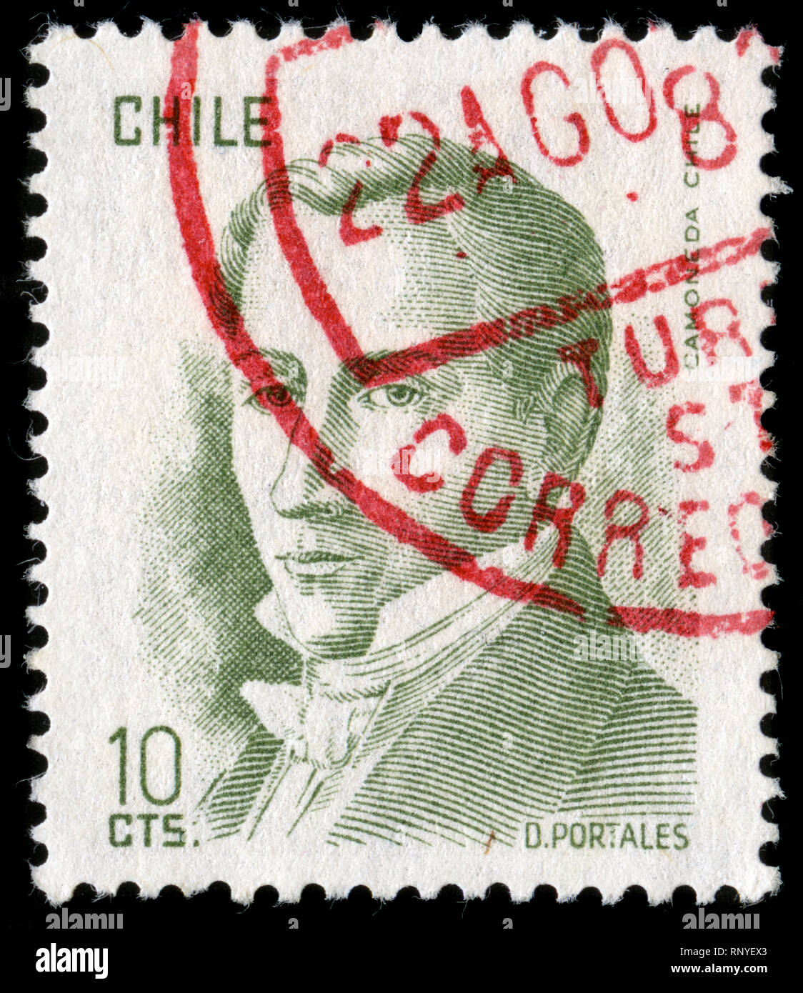 Postage stamp from Chile in the Diego Portales definitives series ...