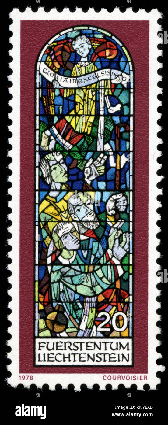 Postage stamp from Liechtenstein in the Stained windows series issued ...