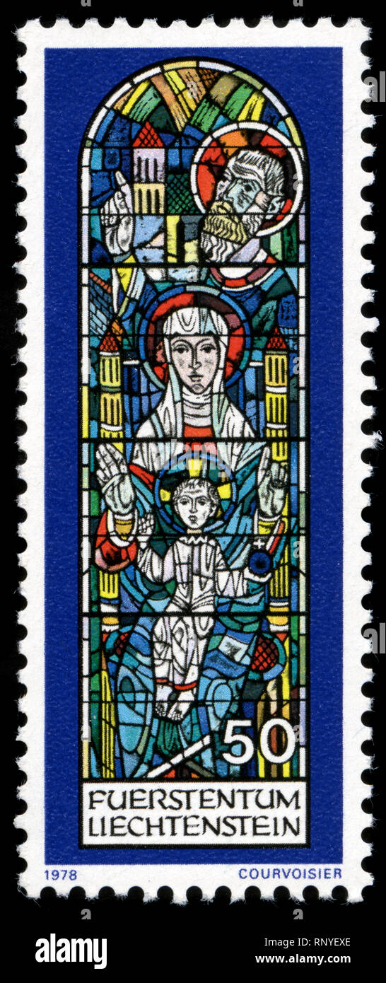 Postage stamp from Liechtenstein in the Stained windows series issued ...