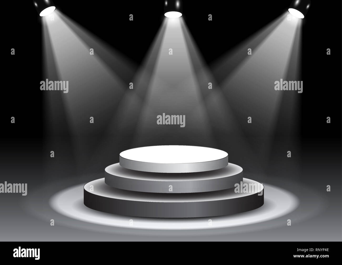 3D illustration of 3D rendering, empty stage in spotlights Stock Photo ...