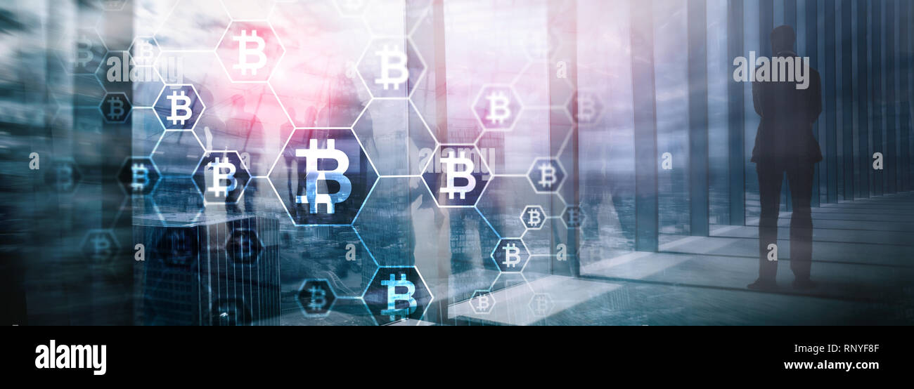 Bitcoin, Blockchain concept on server room background Stock Photo - Alamy