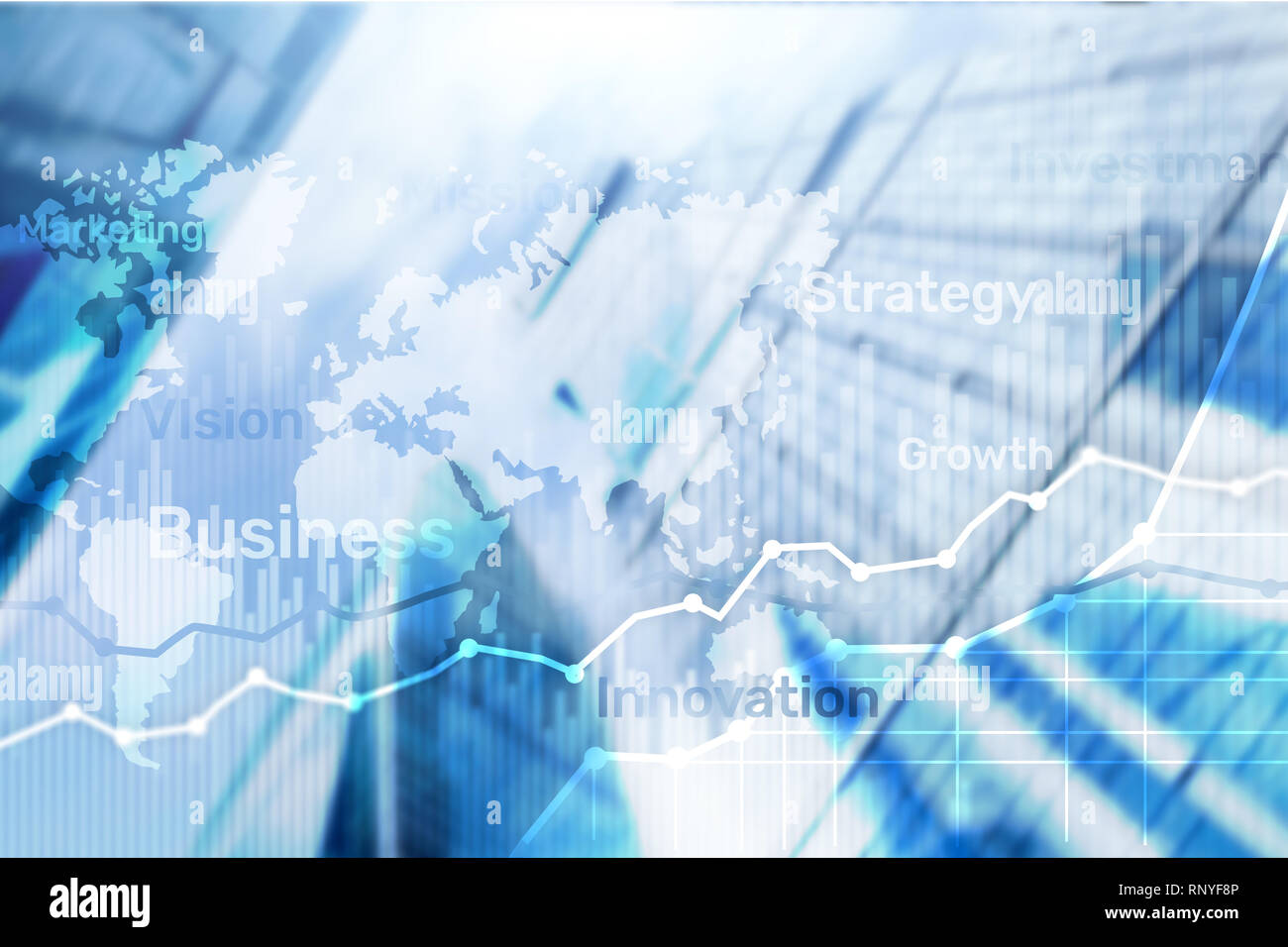 Business abstract background double exposure graph, chart and diagram ...