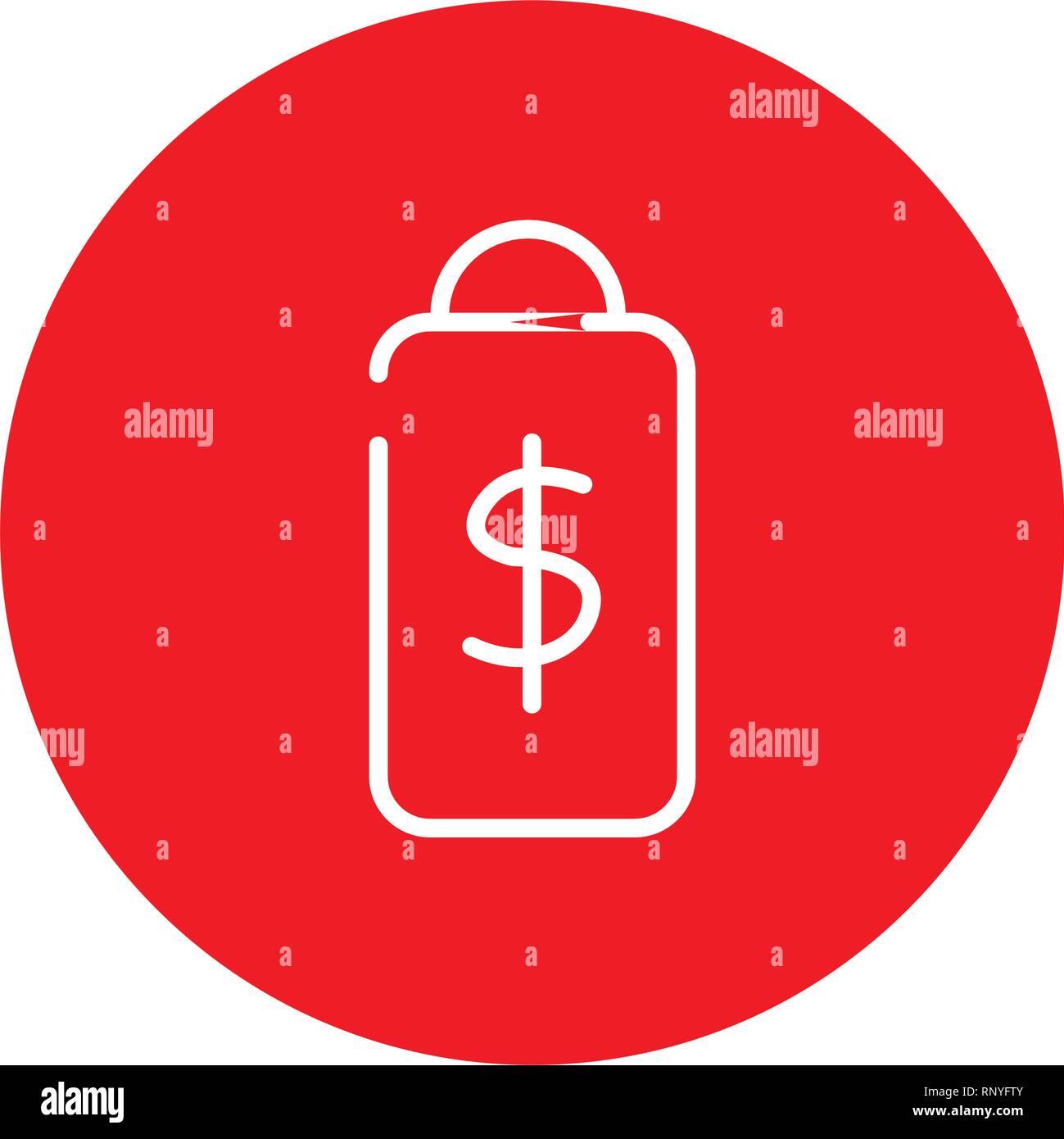 Price Tag Dollar Sign Ecommerce Outline Red Circle Vector Icon ...