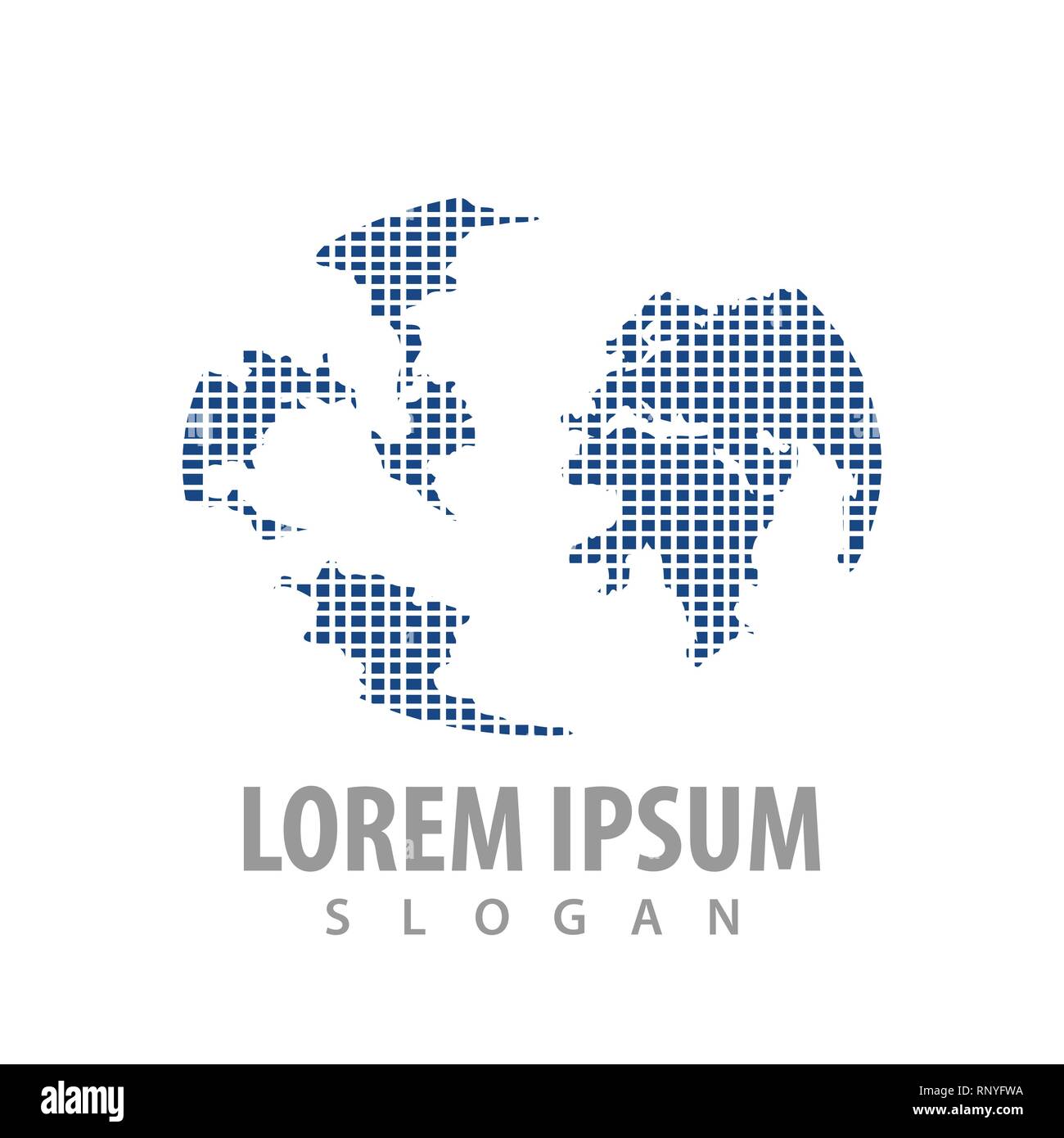 Digital pixel map world logo concept design. Symbol graphic template element Stock Vector Image ...