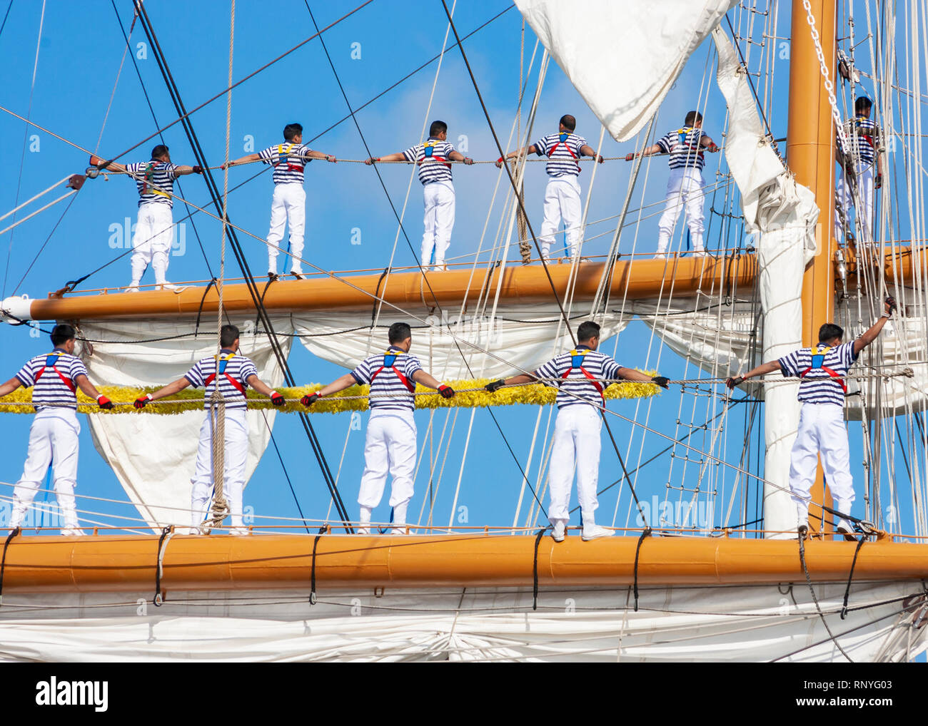 Crew On Tall Ship Rigging High Resolution Stock Photography and Images ...