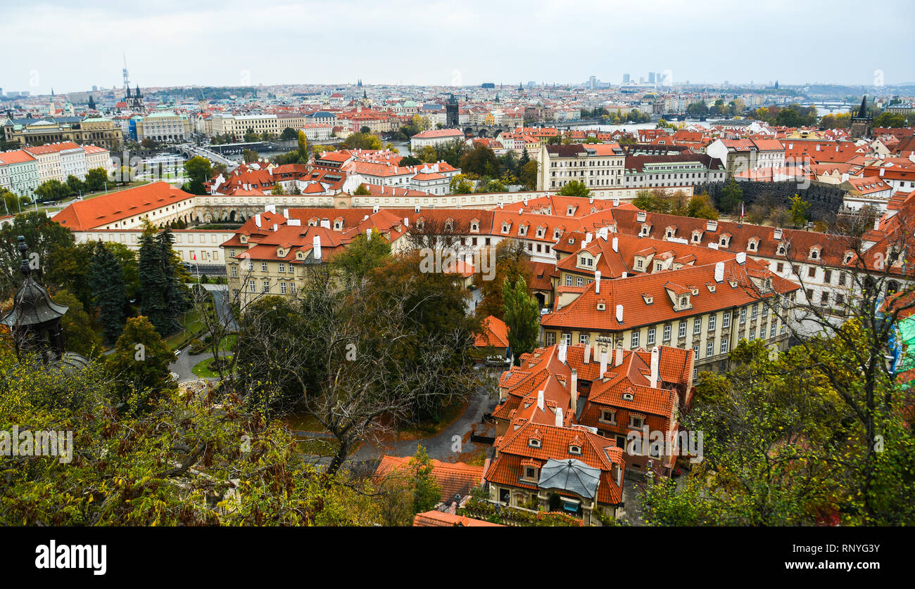 Aerial view of Old Praha (Prague), Czech. Prague is one of Europe most ...