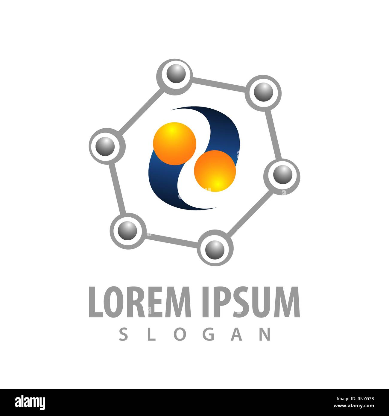 Hexagonal meteor orbit logo concept design. Symbol graphic template ...