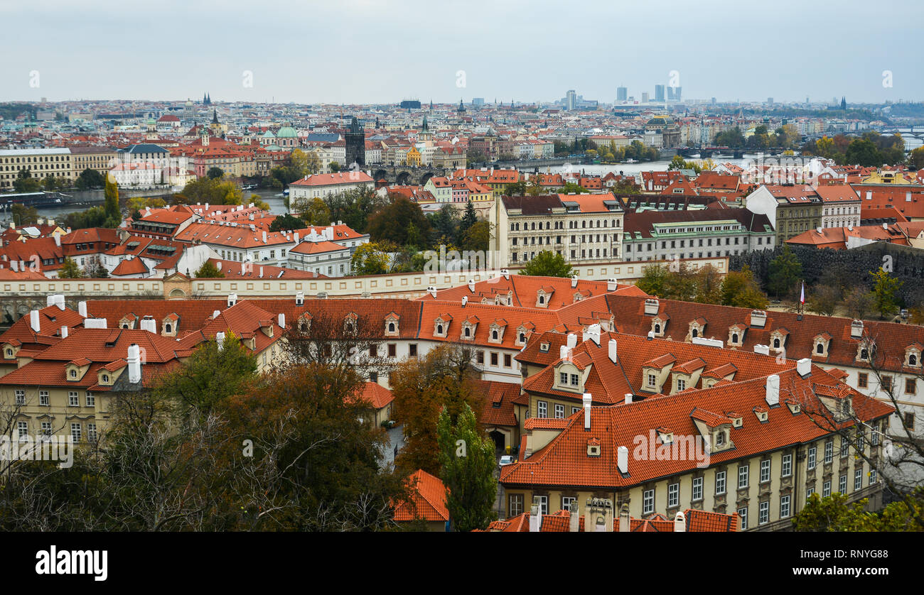 Aerial view of Old Praha (Prague), Czech. Prague is one of Europe most ...