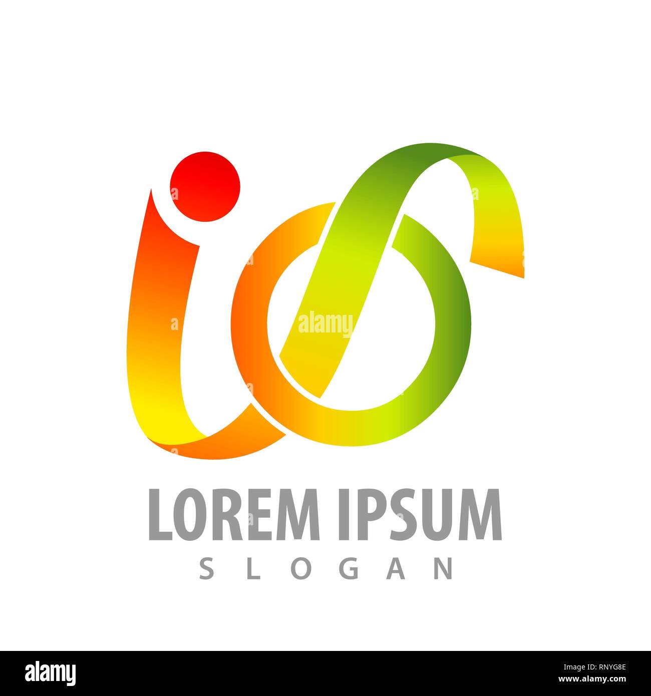 Initial letter IO ribbon colorful logo concept design. Symbol graphic ...