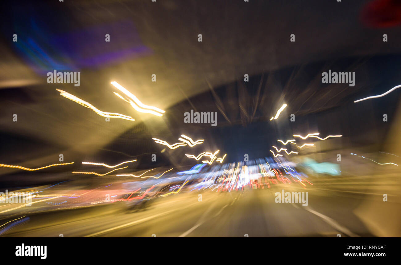 moving night traffic lights trails abstract background Stock Photo - Alamy