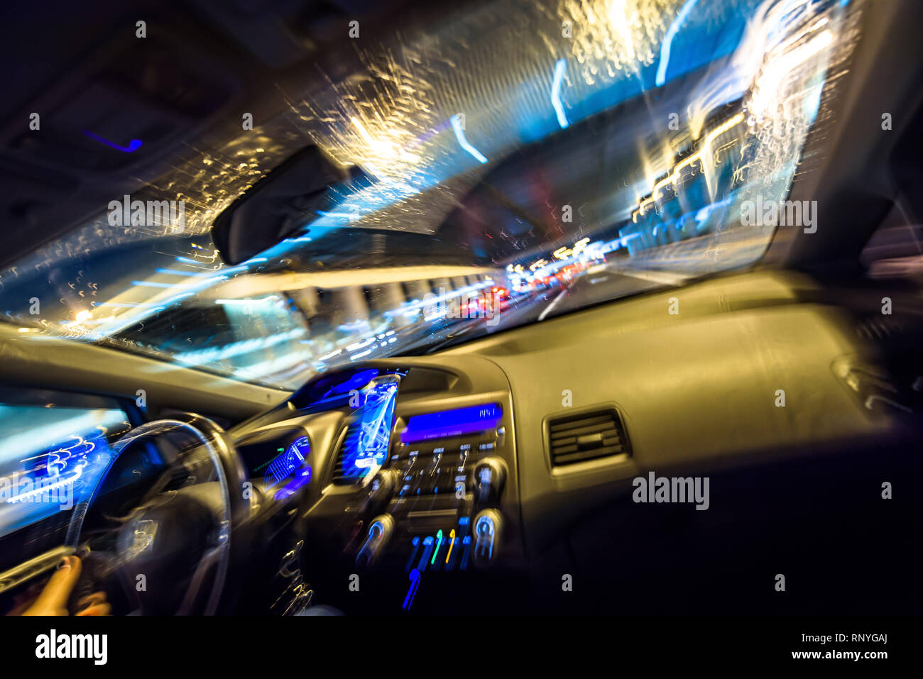moving night traffic lights trails abstract background Stock Photo - Alamy