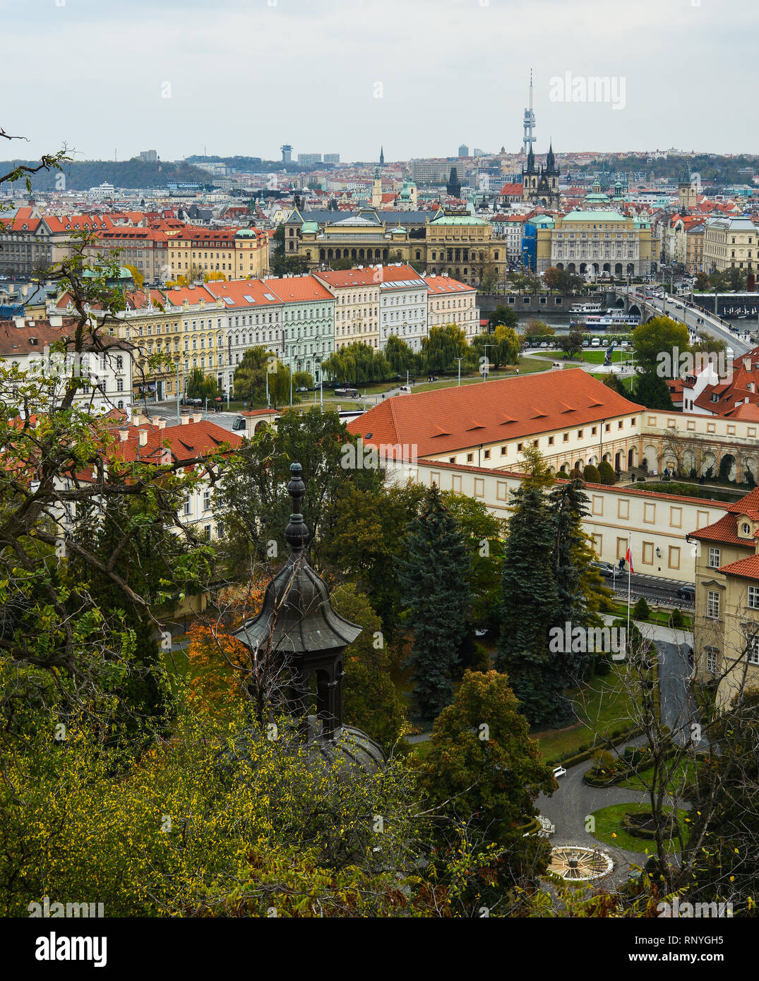 Aerial view of Old Praha (Prague), Czech. Prague is one of Europe most ...