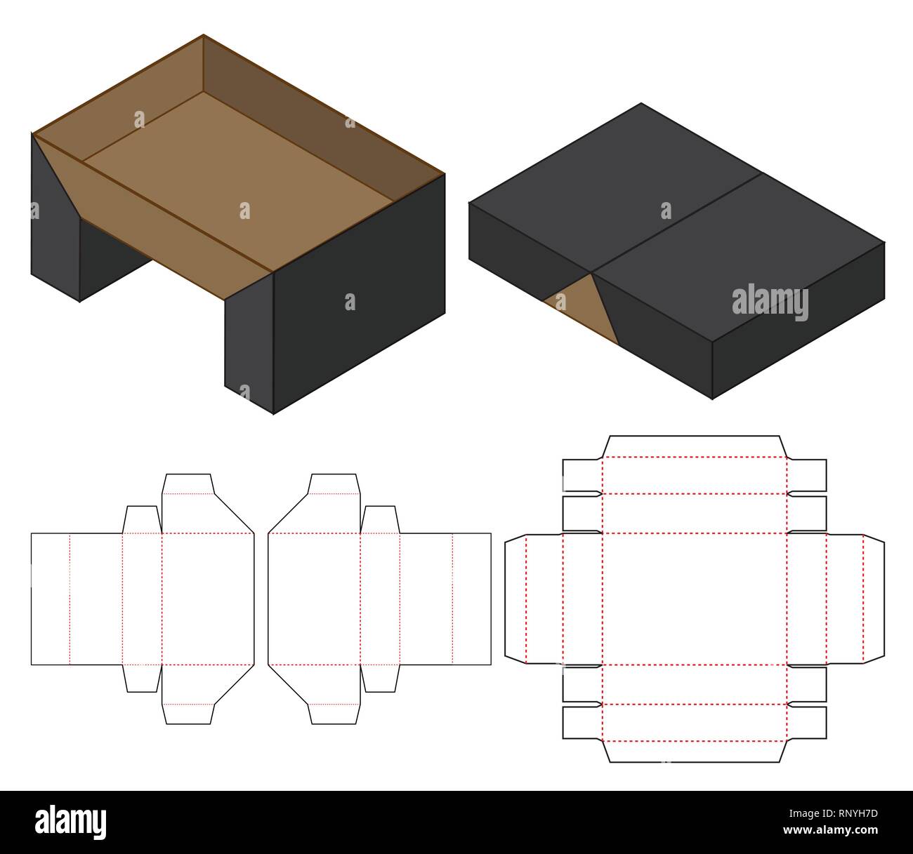 Box packaging die cut template design. 3d mock-up Stock Vector Image ...