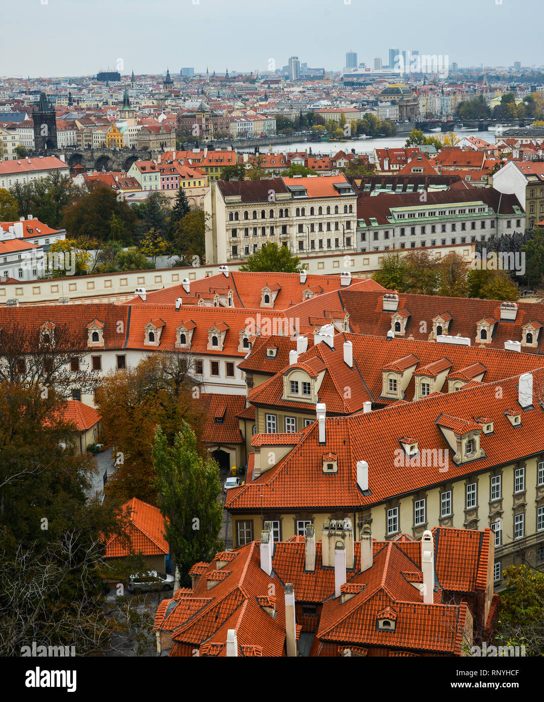 Aerial view of Old Praha (Prague), Czech. Prague is one of Europe most ...