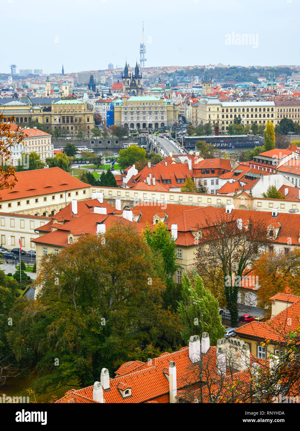 Aerial view of Old Praha (Prague), Czech. Prague is one of Europe most ...