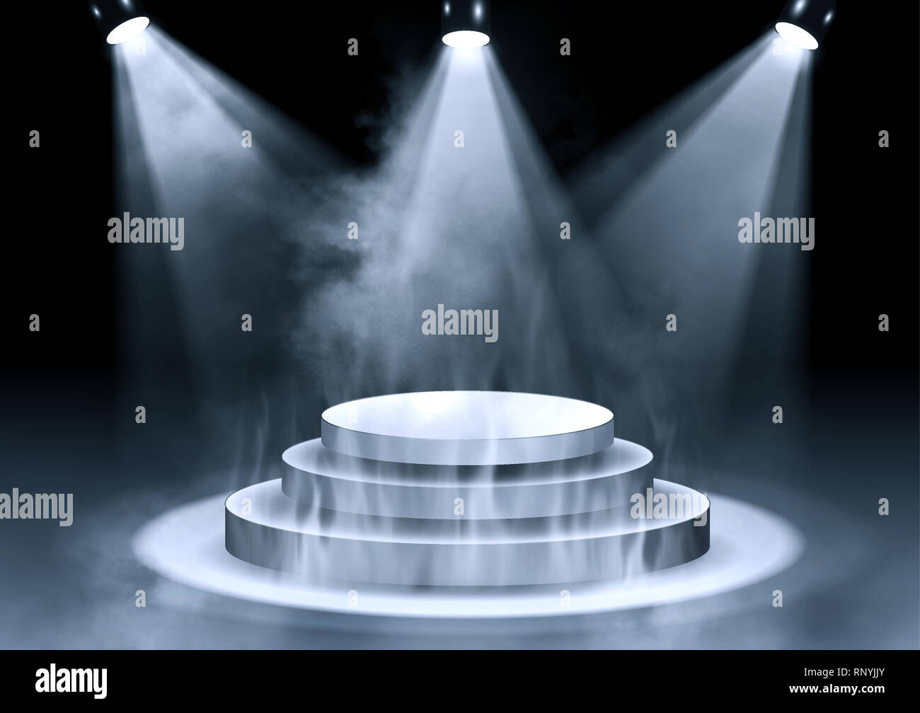 3D illustration of 3D rendering, empty stage in spotlights Stock Photo ...