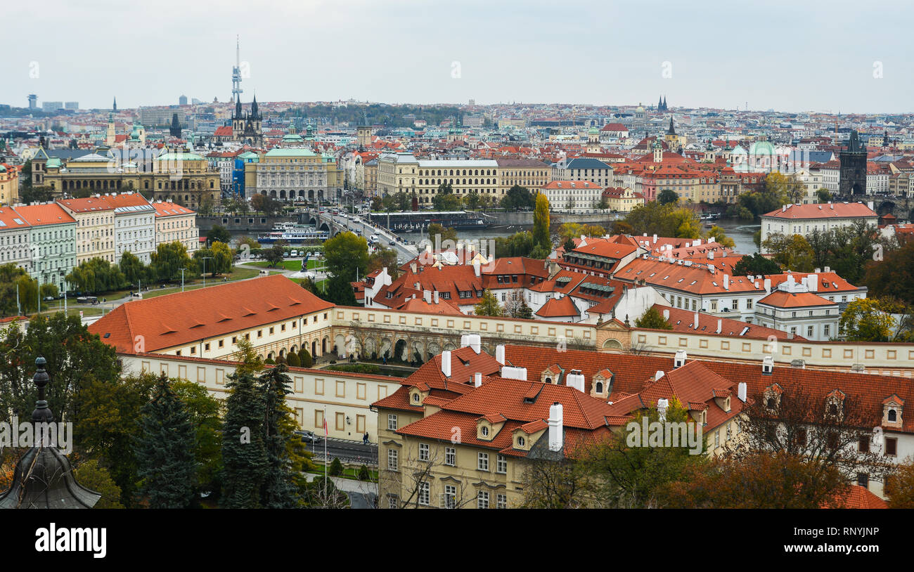 Aerial view of Old Praha (Prague), Czech. Prague is one of Europe most ...