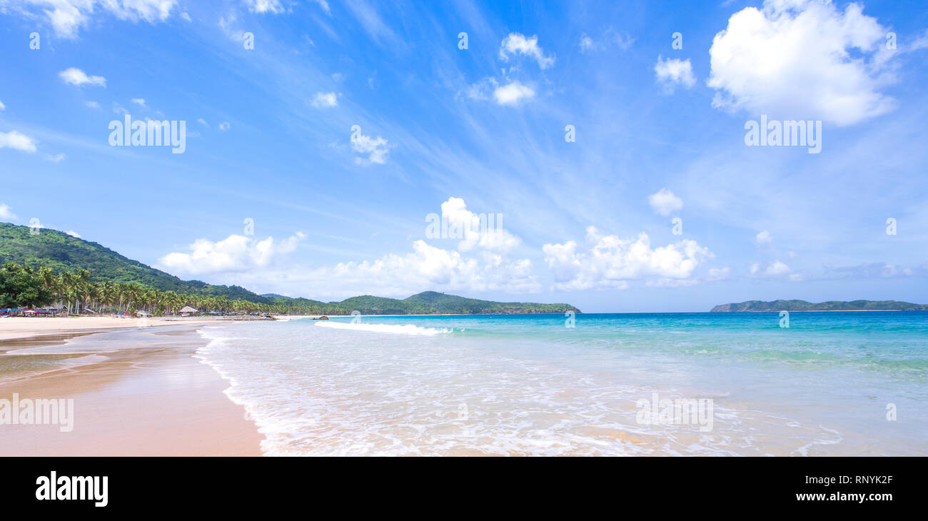 Beautiful amazing gold colored sandy beach with soft waves isolated ...